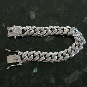 Accessories | Mens Hip Hop Iced Miami Cuban Link Chain Bracelet | Poshmark